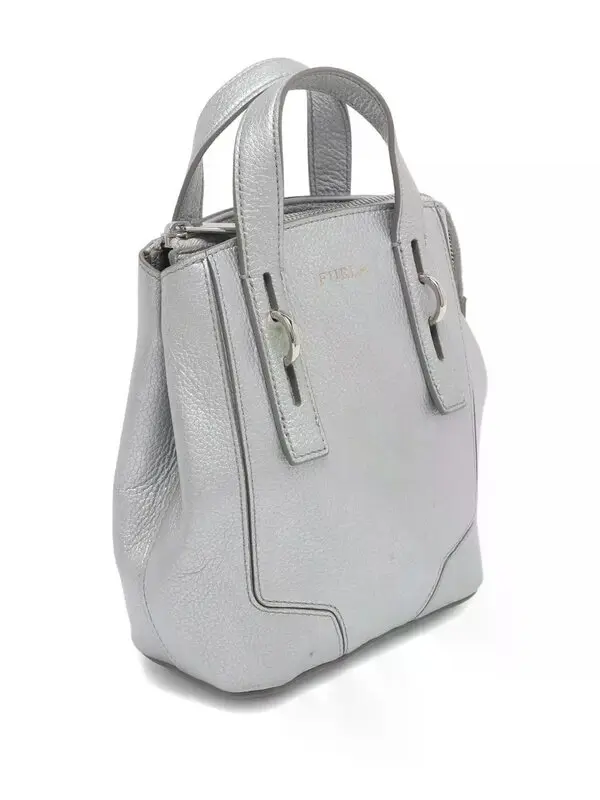 Furla Mini Perla Leather Tote Bag - Silver