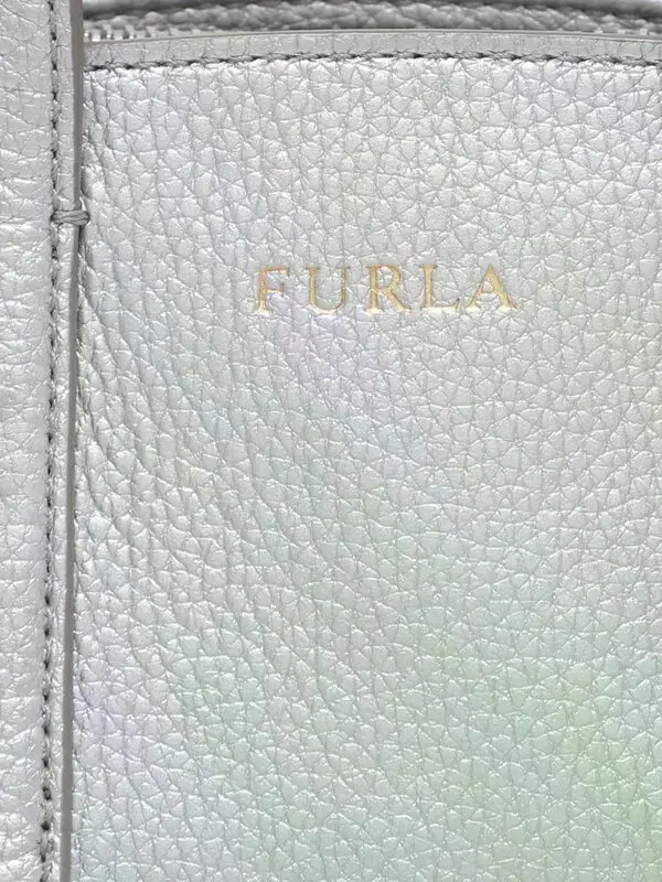 Furla Mini Perla Leather Tote Bag - Silver