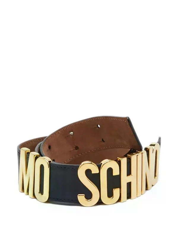 Moschino Leather Logo Buckle Belt - Black