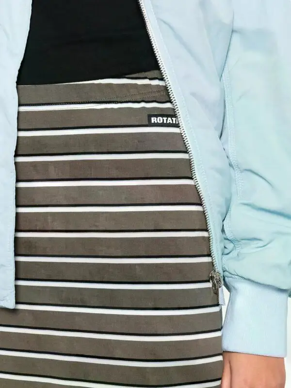 ROTATE BY BIRGER CHRISTENSEN Striped Fitted Midi Skirt With Logo Patch - Green
