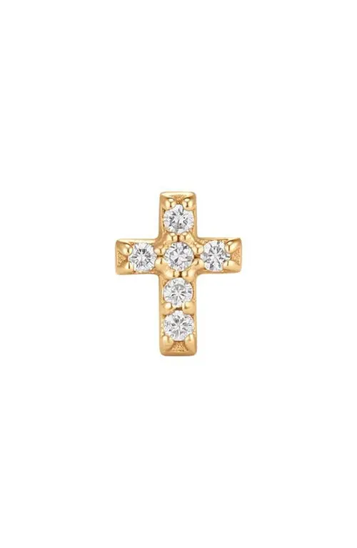 MADE BY MARY 14k Diamond Cross Stud Earring