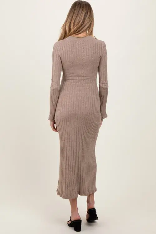 PINKBLUSH Ribbed Knit Midi Sweater Dress