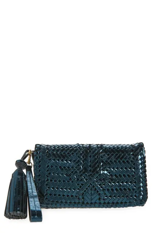 ANYA HINDMARCH Neeson Herringbone Woven Leather Clutch