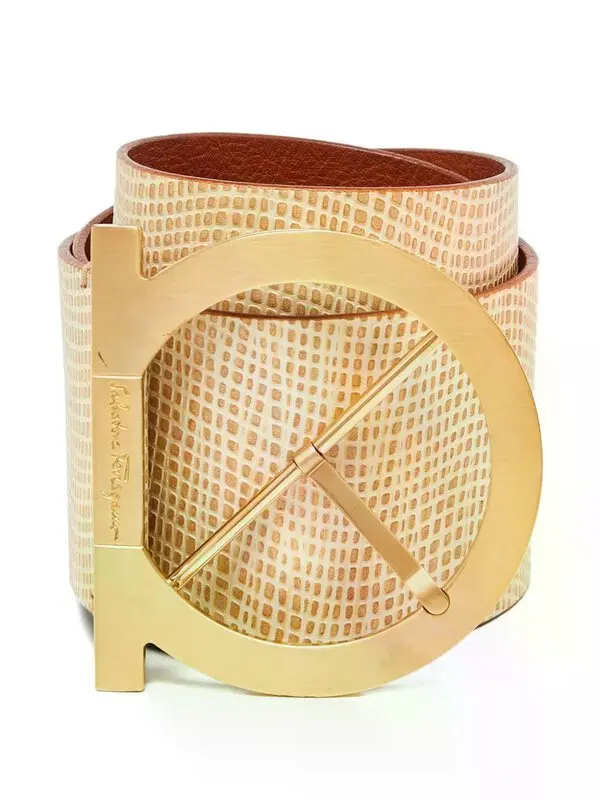 FERRAGAMO Gancini Leather Belt - Neutrals