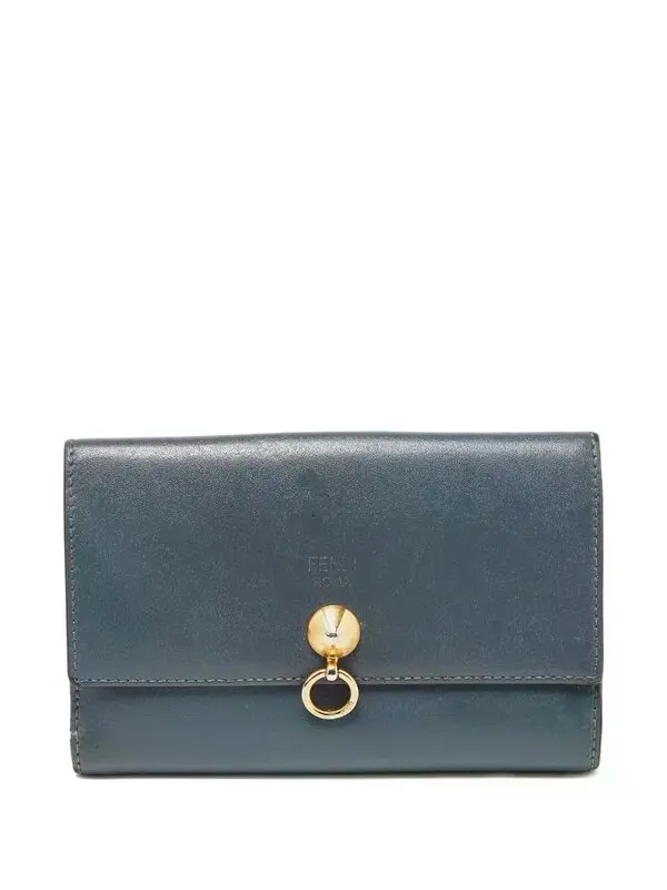 Fendi Logo-stamp Leather Compact Wallet - Grey