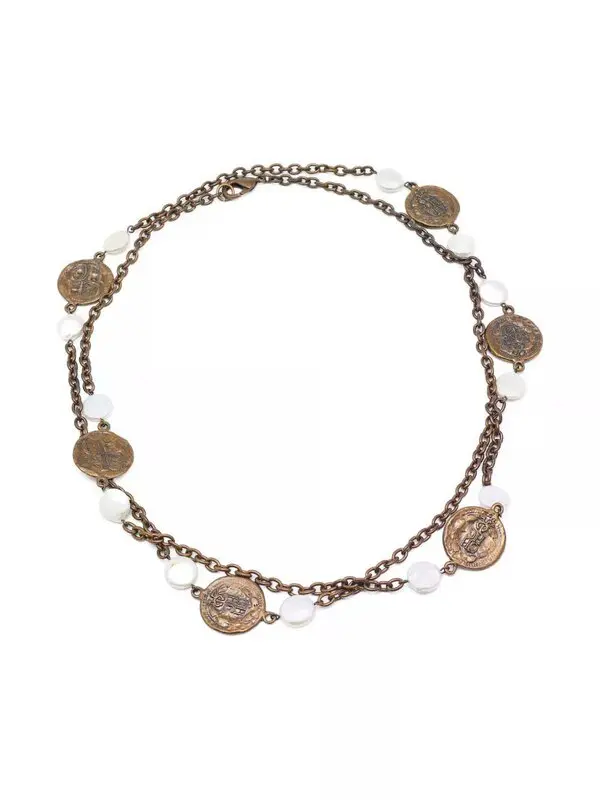 Carolina Herrera Vintage Logo-charm Chain Necklace - Brown
