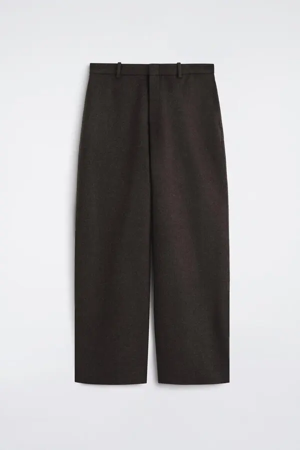 Cos Double-faced Wool Relaxed-fit Wide-leg Pants - Brown