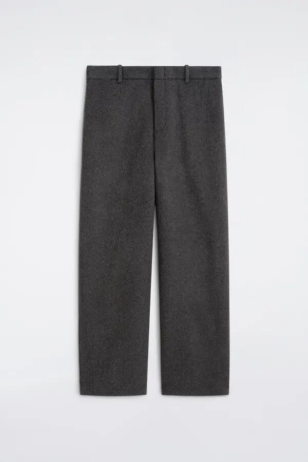 Cos Double-faced Wool Relaxed-fit Wide-leg Pants - Gray