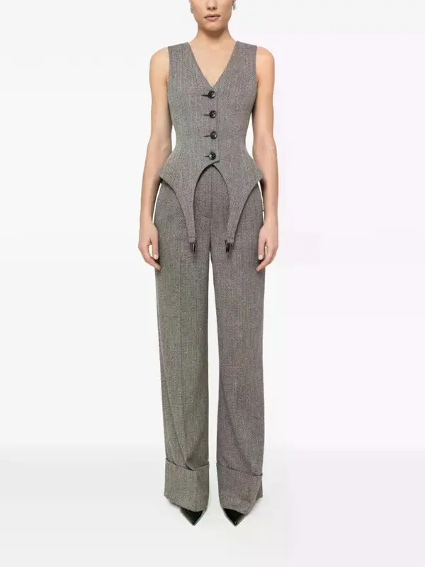 NISSA Button Single-breasted Herringbone Vest