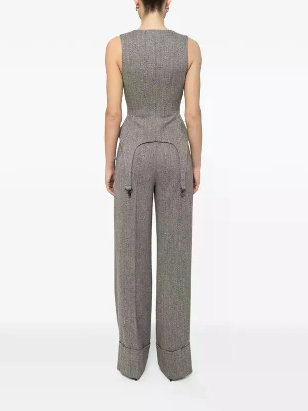 NISSA Button Single-breasted Herringbone Vest