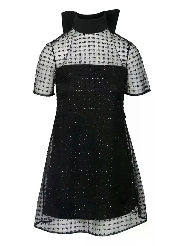 Staud Sequin-embellished Mini Dress With Bow Detail