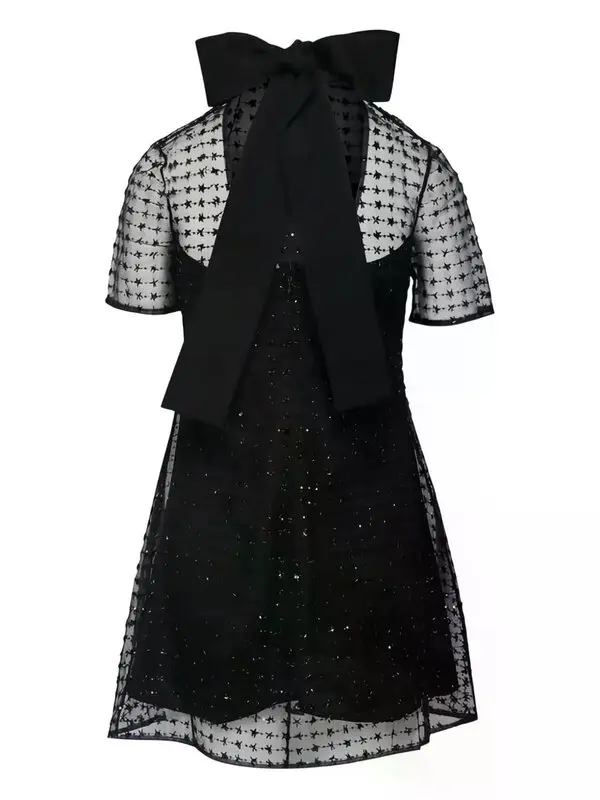 Staud Sequin-embellished Mini Dress With Bow Detail