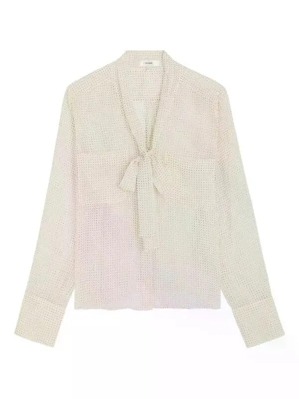 FRAME Tie-neck Polka-dot Top