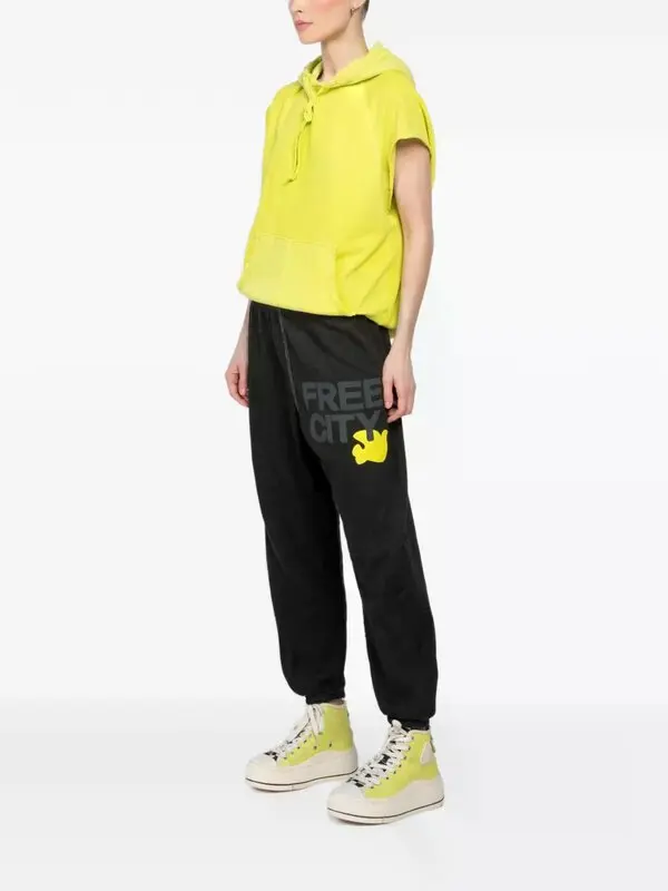 FREECITY Graphic Print Track Pants - Black