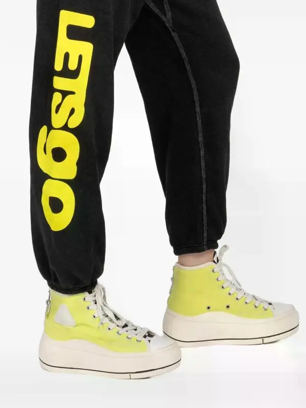FREECITY Graphic Print Track Pants - Black