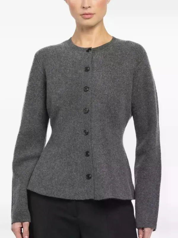 WHITE & WARREN Button-front Peplum Cardigan