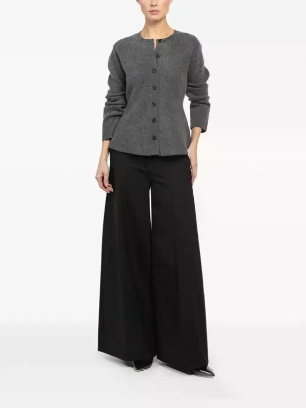 WHITE & WARREN Button-front Peplum Cardigan
