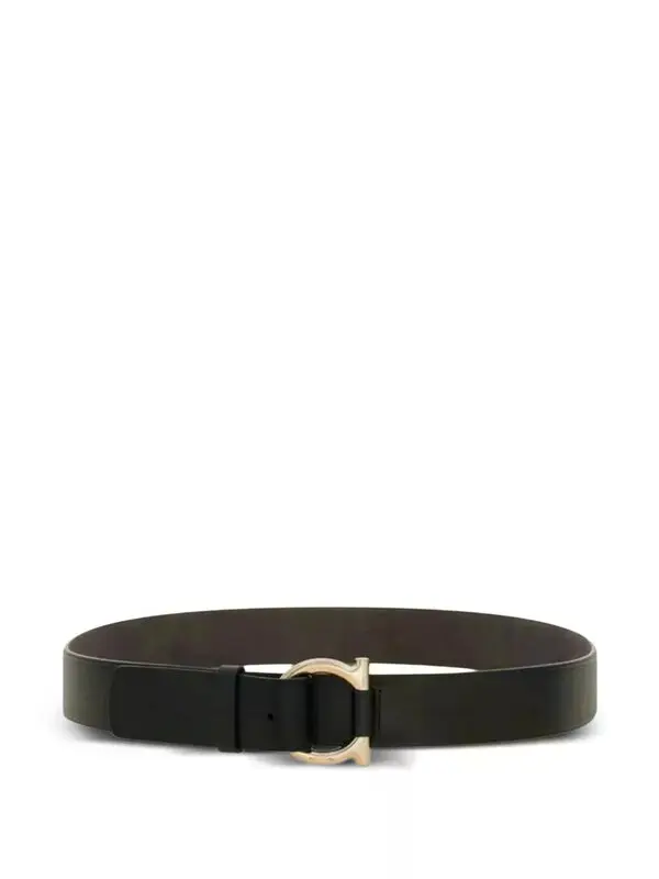 FERRAGAMO Gancini Leather Belt - Black