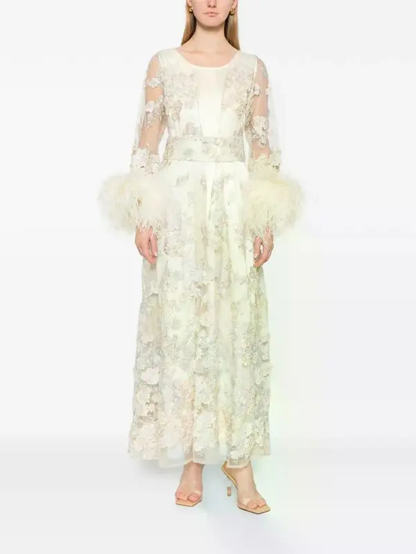 REEM AL DHAHERI Floral-lace Kaftan Set