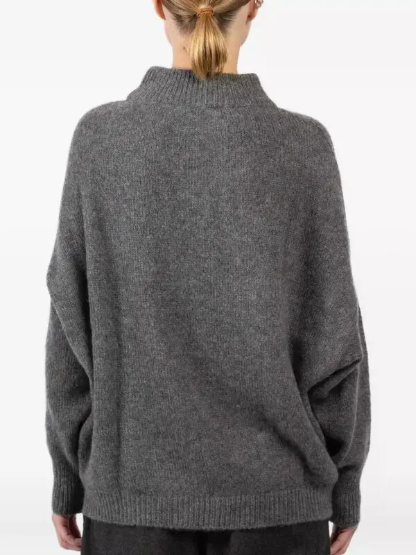 Dusan High-neck Ribbed Trim Sweater - Grey