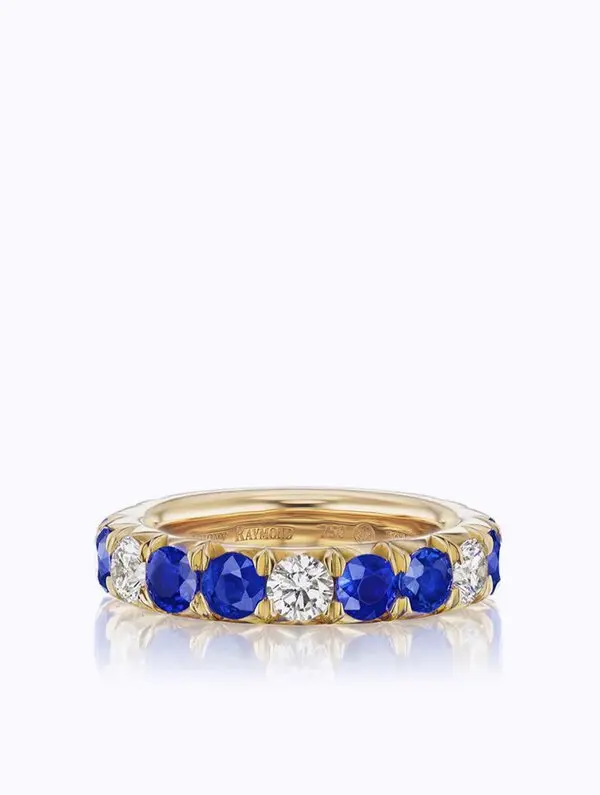 BRIONY RAYMOND Toile Sapphire & Diamond Eternity Ring - 18 Karat Yellow Gold