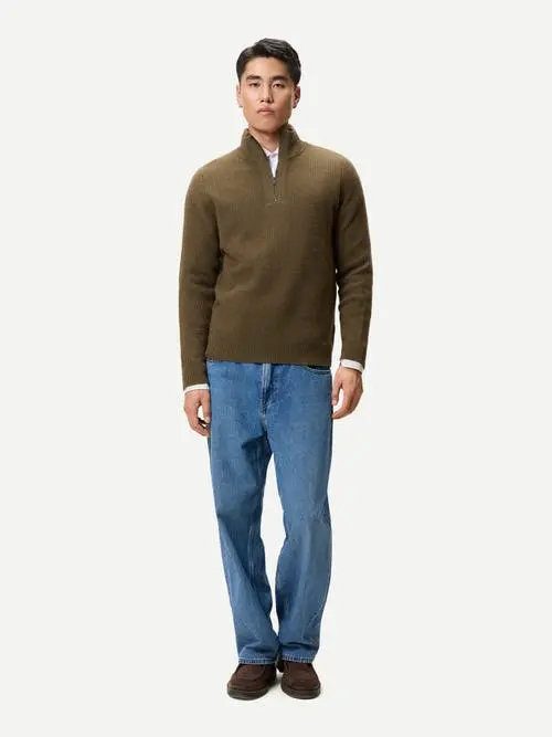 Gobi Cashmere Cashmere Waffle Knit Half-zip Sweater - Cub