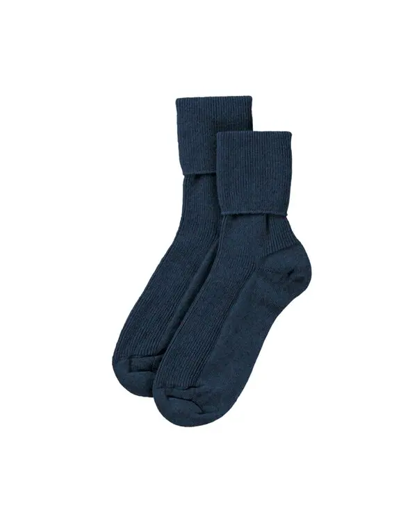 Johnstons Of Elgin Cashmere Ribbed Ankle Socks - Navy