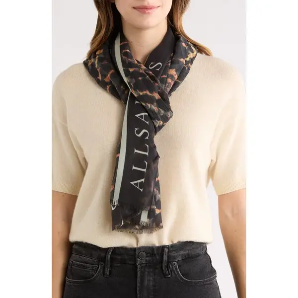 ALLSAINTS Pardus Oblong Scarf - White/black