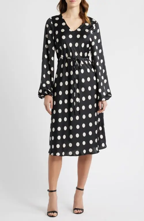 Sam Edelman Dot Long Sleeve Midi Dress