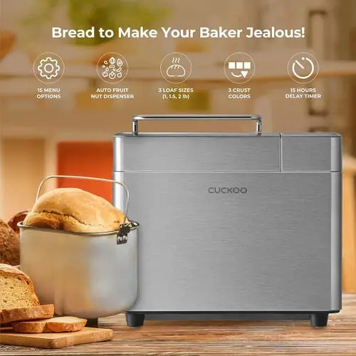 CUCKOO Cbm-aab101s 2 Lb. Multi-functional Bread Maker With 17 Menu Options - Silver