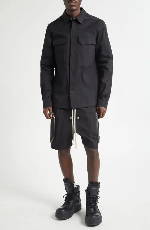 Rick Owens Webbed Strap Stretch Cotton Overshirt - Black