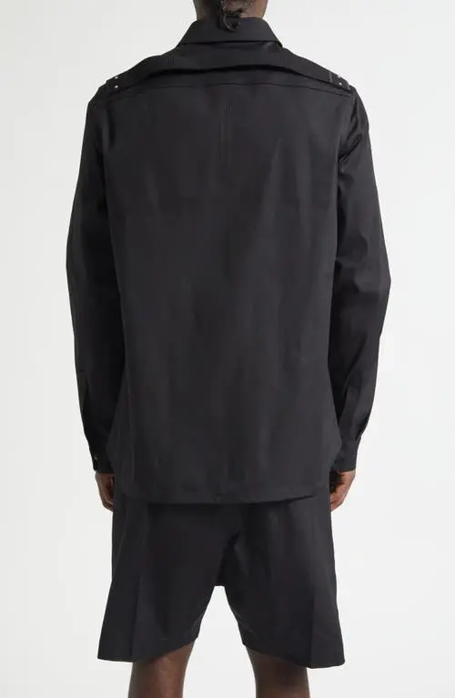 Rick Owens Webbed Strap Stretch Cotton Overshirt - Black
