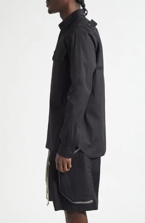 Rick Owens Webbed Strap Stretch Cotton Overshirt - Black