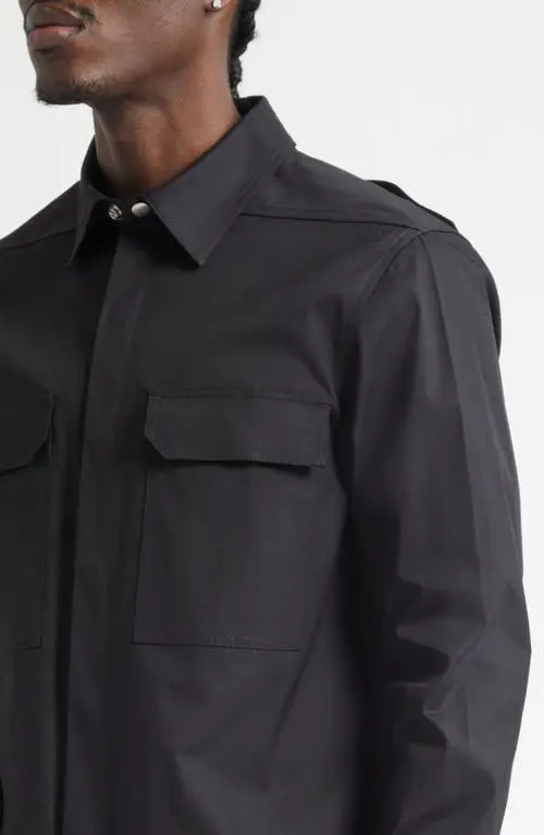 Rick Owens Webbed Strap Stretch Cotton Overshirt - Black