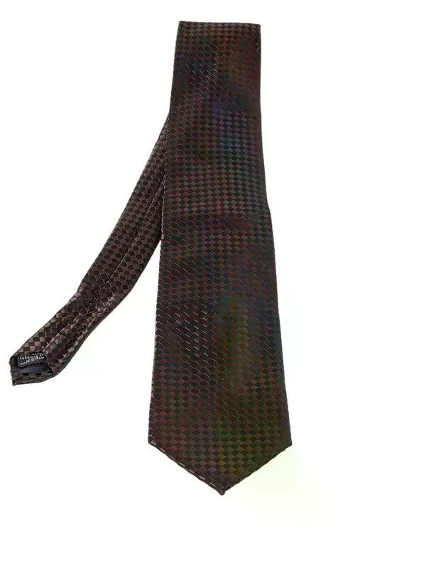LANVIN Checkered Silk Necktie - Brown