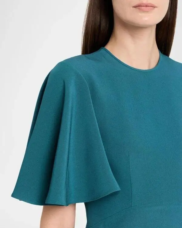 Michael Kors Flutter-sleeve A-line Midi Dress - Teal