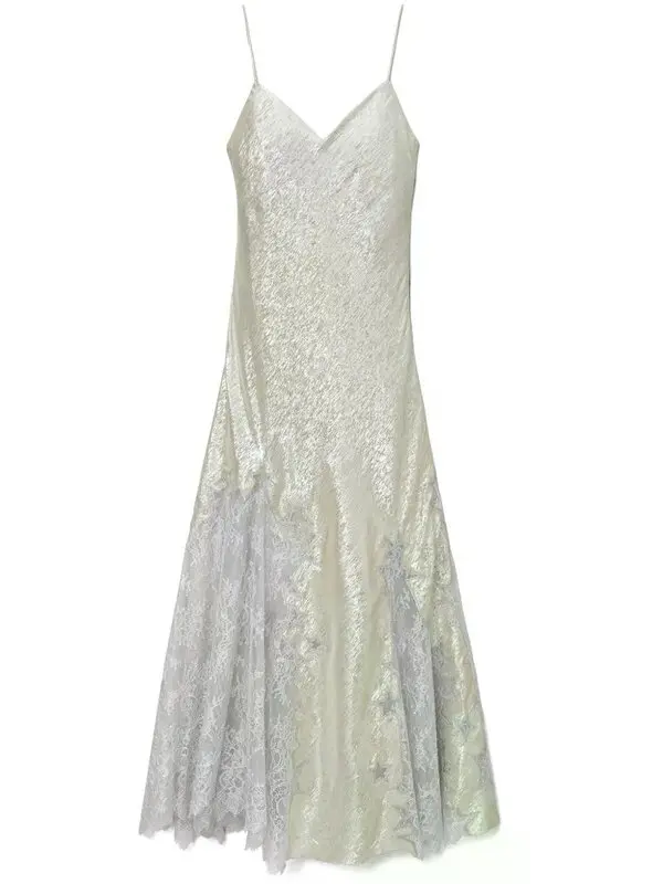 Tory Burch Star Lace-detail Slip Dress - Silver