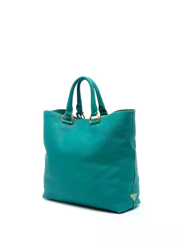 Prada Vitello Daino Canapa Logo Open Convertible Tote Satchel
