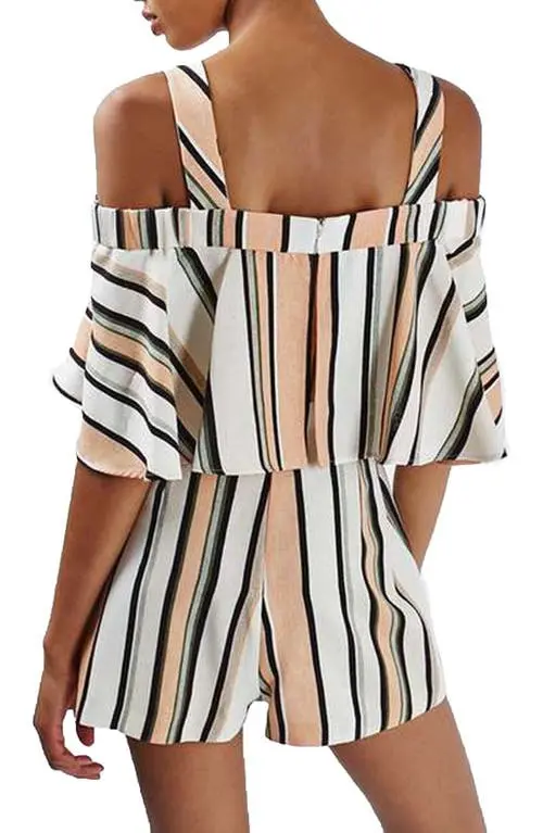 Topshop Striped Popover Romper
