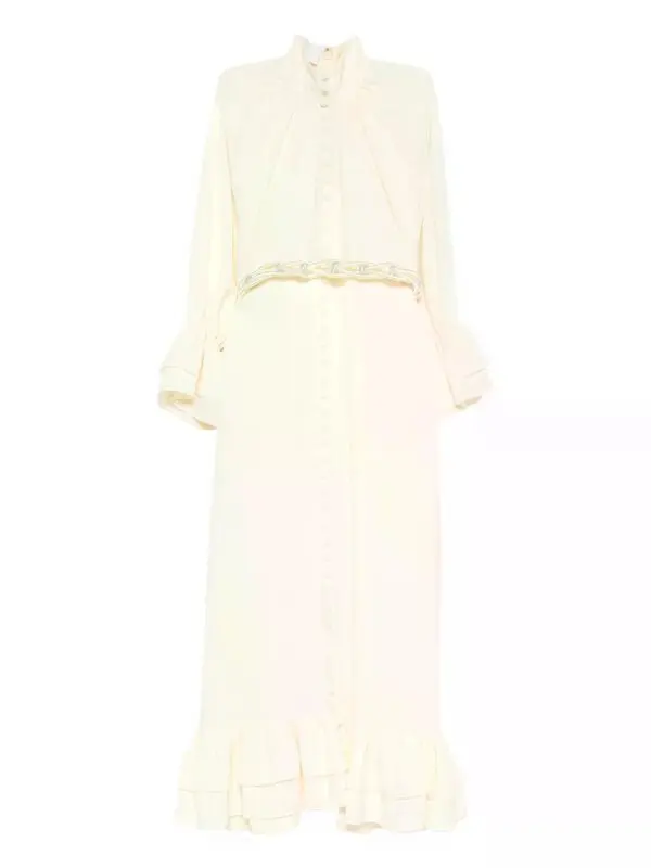 REEM AL DHAHERI Ruffled Belted Midi Dress