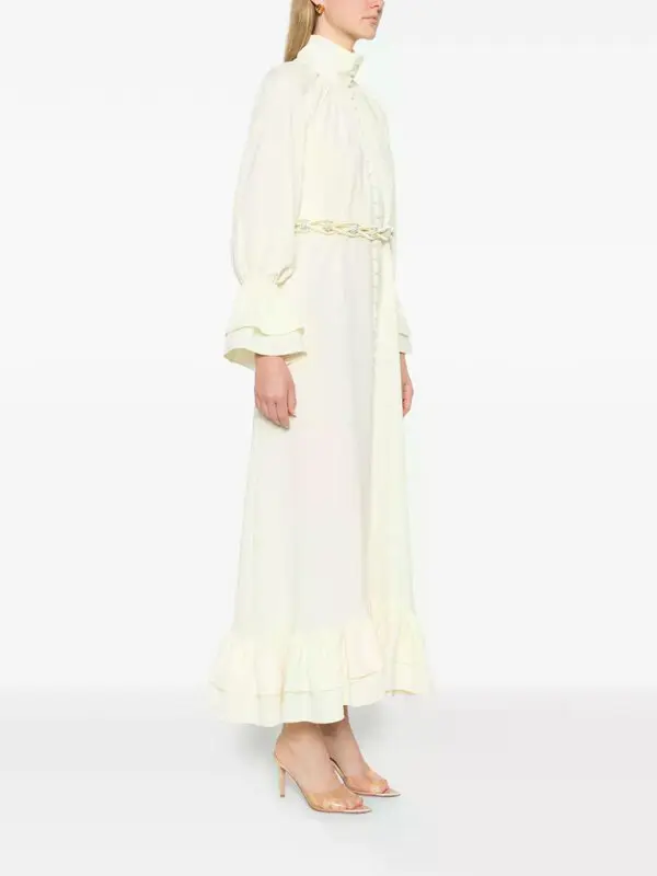 REEM AL DHAHERI Ruffled Belted Midi Dress