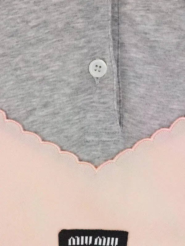 Miu Miu Marocain Crepe And Ribbed Jersey Polo Top