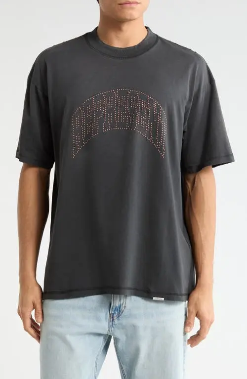 REPRESENT Embellished Stud Logo Cotton Graphic T-shirt - Stained Black