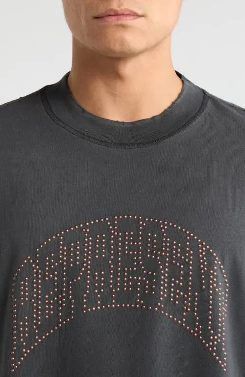 REPRESENT Embellished Stud Logo Cotton Graphic T-shirt - Stained Black