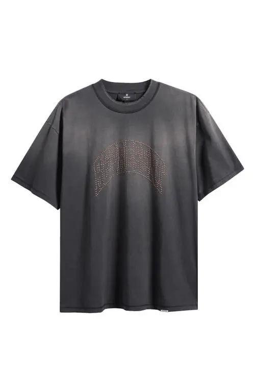 REPRESENT Embellished Stud Logo Cotton Graphic T-shirt - Stained Black