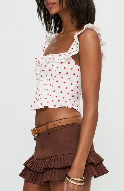 Princess Polly Polka Dot Ruffle Trim Crop Tank