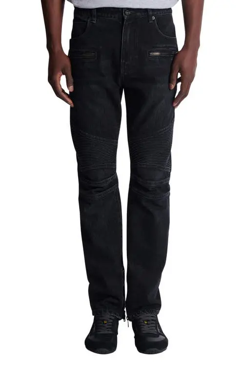 Balmain Biker Jeans In Vintage Denim - Black