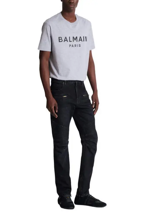 Balmain Biker Jeans In Vintage Denim - Black