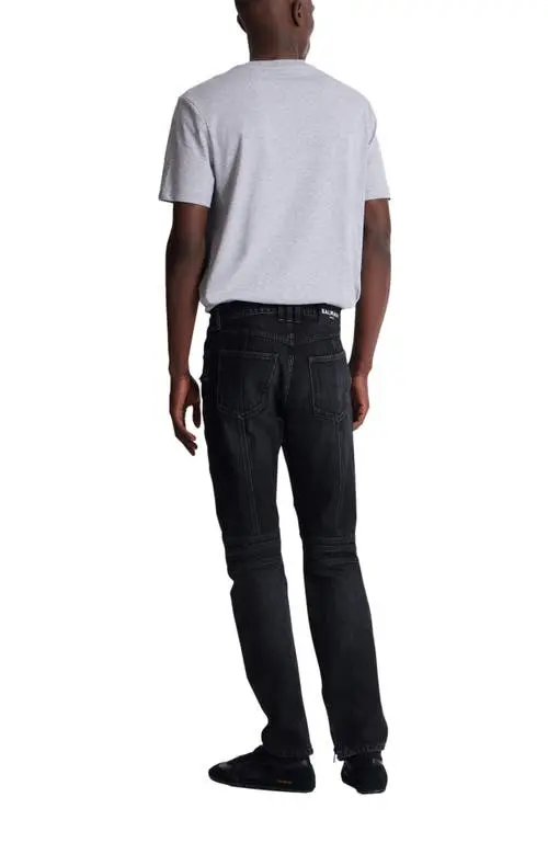 Balmain Biker Jeans In Vintage Denim - Black
