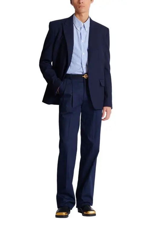 Balmain Darted Cotton Twill Trousers - Navy